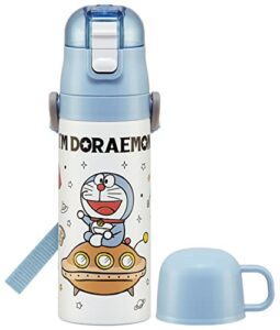 skater skdc4-a children's 2-way stainless steel kids water bottle with cup, 15.2 fl oz (430 ml), i'm doraemon, sanrio, girls