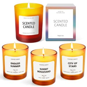 scented candles set city of stars, endless summer, sunset boulevard/jar candle rose of desert