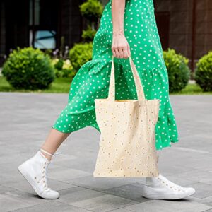 Haooryx Daisy Tote Bag Daisy Design Cotton Canvas Tote Bag for Women Students Cotton Shoulder Tote Bag Eco-friendly Tote Bag Bulk Reusable School Work Grocery Shopping Bag with Inner Pockets