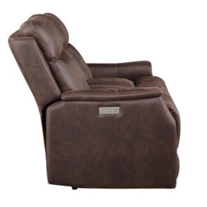 Steve Silver Co Walnut Nubuck Leatherette Power Loveseat with Hidden Storage, USB Port, and Dual Cupholders Love Seats, 74 x 41 x 41, Brown