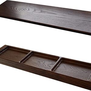 Wood Floating Shelves Set of 2 Rustic Shelf 24 inch Wide Wooden Wall Shelves for Living Room Bedroom Kitchen Bathroom Brown 24"x6.5" Live Edge deep