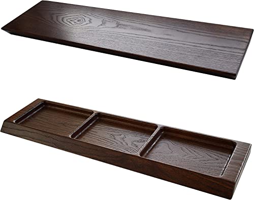 Wood Floating Shelves Set of 2 Rustic Shelf 24 inch Wide Wooden Wall Shelves for Living Room Bedroom Kitchen Bathroom Brown 24"x6.5" Live Edge deep