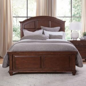 american woodcrafters sedona cherry finished wood arched king panel bed