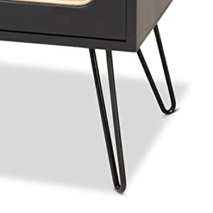 Baxton Studio Davion Brown Finished Wood and Black Metal Sideboard Buffet