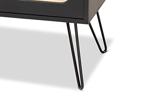 Baxton Studio Davion Brown Finished Wood and Black Metal Sideboard Buffet