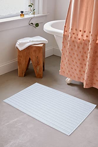 THE BEER VALLEY Cotton Towel Bath Mat Set of 2 21x34 Inches White - Highly Absorbent Anti Slip Floor Towel Mat - Machine Washable Hotel & Spa Quality Mats