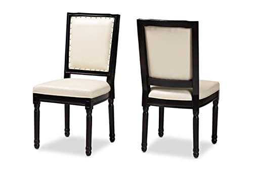 Baxton Studio Louane Beige and Black Finished Wood 2-Piece Dining Chair Set