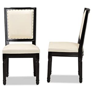 Baxton Studio Louane Beige and Black Finished Wood 2-Piece Dining Chair Set