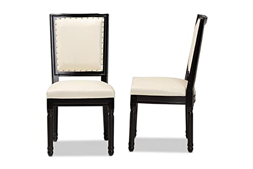 Baxton Studio Louane Beige and Black Finished Wood 2-Piece Dining Chair Set