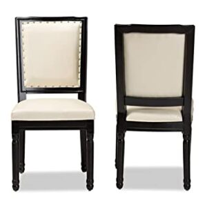 Baxton Studio Louane Beige and Black Finished Wood 2-Piece Dining Chair Set