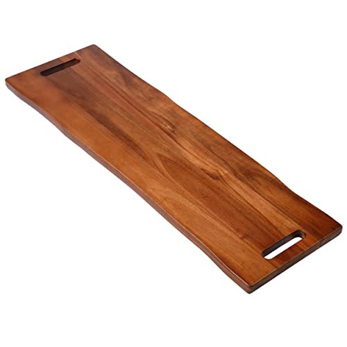 BIRDROCK HOME 36" Acacia Wooden Cheese Serving Board with Handles - Extra Long - Party Charcuterie for Appetizers Food Kitchen Platter - Bread Meat Fruit Display - Natural Wood - Espresso