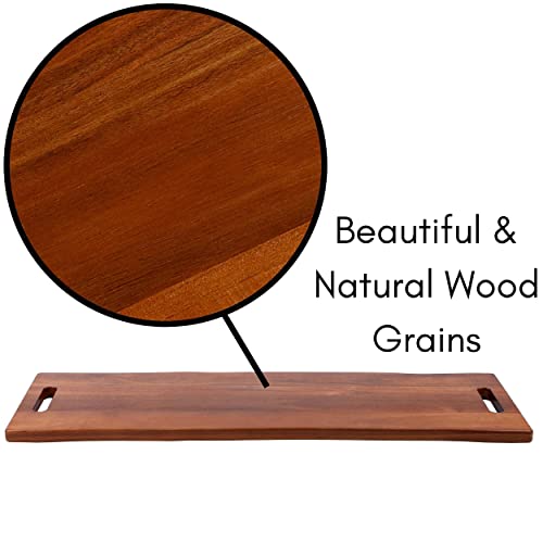 BIRDROCK HOME 36" Acacia Wooden Cheese Serving Board with Handles - Extra Long - Party Charcuterie for Appetizers Food Kitchen Platter - Bread Meat Fruit Display - Natural Wood - Espresso