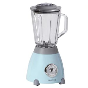 west bend blender retro-styled 3 speeds with 48 oz glass blending jar and stainless steel blade, 500-watts, blue