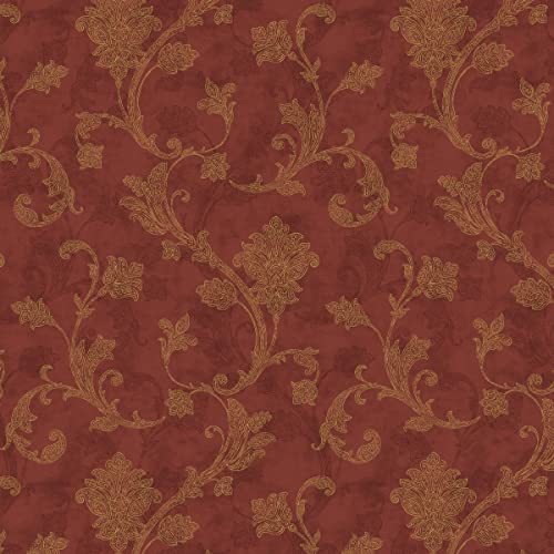 Stitch & Sparkle 100% Cotton Duck 54" Jacobean Scroll Red Color Sewing Fabric by The Yard D01G0415