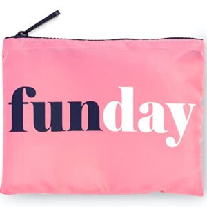 Kate Spade New York Pink Reusable Produce Bags, Shopping Tote with Zipper Storage Pouch, Lightweight Foldable Grocery Bag, Fun Day