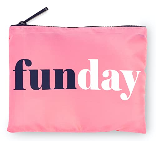 Kate Spade New York Pink Reusable Produce Bags, Shopping Tote with Zipper Storage Pouch, Lightweight Foldable Grocery Bag, Fun Day