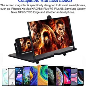 Screen Magnifier for Cell Phone 24 inch Smart Phones Stand Foldable Cell Games Enlarger Movie Video Portable Projector Amplifier,black-24 inch