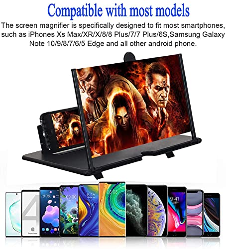 Screen Magnifier for Cell Phone 24 inch Smart Phones Stand Foldable Cell Games Enlarger Movie Video Portable Projector Amplifier,black-24 inch