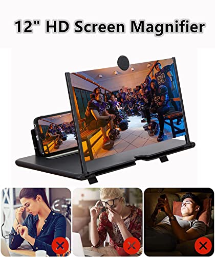 Screen Magnifier for Cell Phone 24 inch Smart Phones Stand Foldable Cell Games Enlarger Movie Video Portable Projector Amplifier,black-24 inch