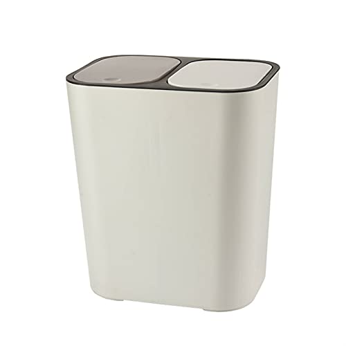 ONGHAHYIS Garbage Can Kitchen Trash Can Double Buckets Trash Bin Classification Dustbin Dry-Wet Garbage Separation Waste Bin Office Bathroom Dustbin (Color : Ivory)