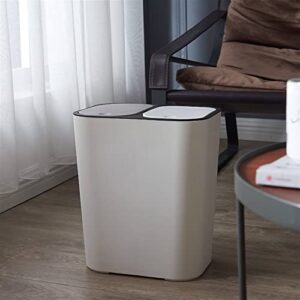 ONGHAHYIS Garbage Can Kitchen Trash Can Double Buckets Trash Bin Classification Dustbin Dry-Wet Garbage Separation Waste Bin Office Bathroom Dustbin (Color : Ivory)