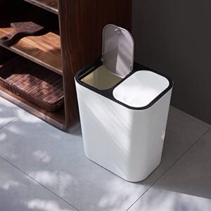 ONGHAHYIS Garbage Can Kitchen Trash Can Double Buckets Trash Bin Classification Dustbin Dry-Wet Garbage Separation Waste Bin Office Bathroom Dustbin (Color : Ivory)