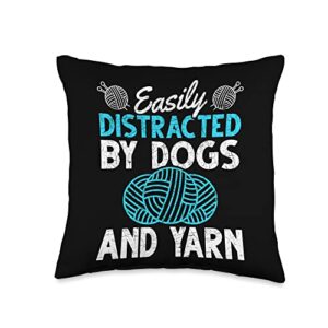 crocheter yarn knitting gift pet owner knitter crocheter dog lover animal yarn knitting throw pillow, 16x16, multicolor