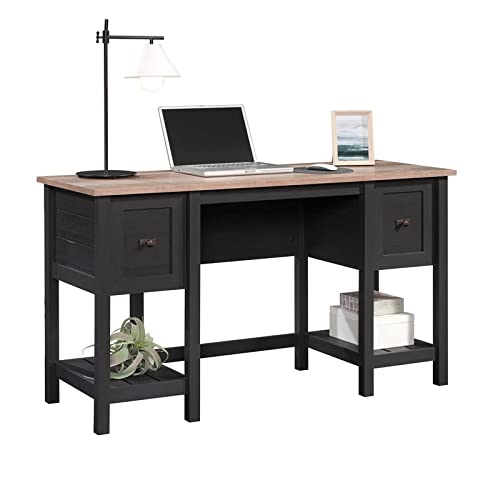 Sauder Cottage Road Desk, L: 53.94" x W: 19.45" x H: 29.76", Raven Oak Finish