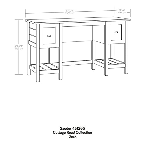 Sauder Cottage Road Desk, L: 53.94" x W: 19.45" x H: 29.76", Raven Oak Finish