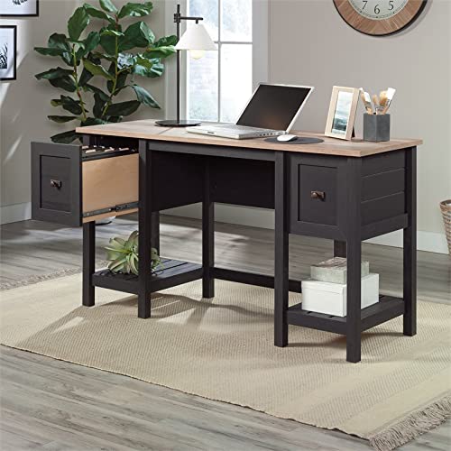 Sauder Cottage Road Desk, L: 53.94" x W: 19.45" x H: 29.76", Raven Oak Finish