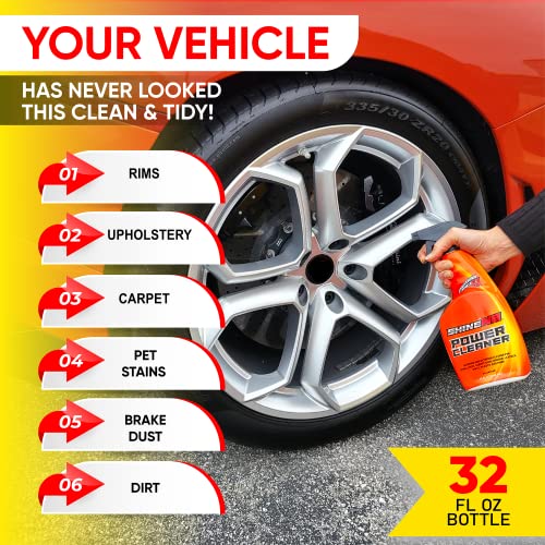 ShineN9 All-Purpose Cleaner – Professional Power Car Cleaner Spray – Multipurpose Exterior Interior Car Cleaner for Upholstery, Leather, Vinyl, Rims – Fast and Easy Car Cleaning for Grease, Stains, Dirt