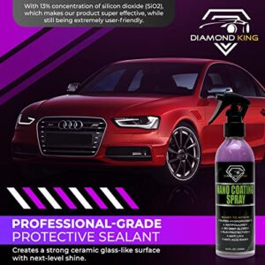 Diamond King 250ml Waterless Ceramic Car Coating - Nano Ceramic Coating for Cars - Car Detailing, Hydrophobic Top Coat, Durable, Quick Coat Car Wax Polish Spray - Car Shiner, Cleaner