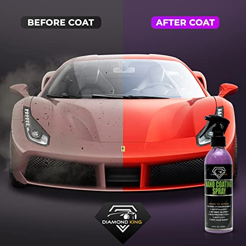 Diamond King 250ml Waterless Ceramic Car Coating - Nano Ceramic Coating for Cars - Car Detailing, Hydrophobic Top Coat, Durable, Quick Coat Car Wax Polish Spray - Car Shiner, Cleaner