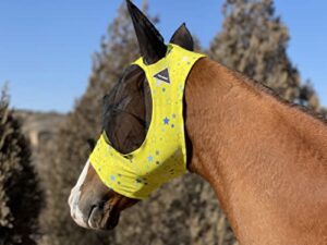 tgw riding horse fly mask super comfort horse fly mask elasticity fly mask with ears we only make products that horses like (s, dark yellow)……