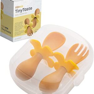 Baby Self Feeding Spoon and Fork - Training Utensils 6-12-18 Months | Baby Led Weaning Anti-Choke Spoons & Forks - Anti-Choke Flexible Fork and Spoon for Toddlers & Babies - 6 months to 3 years