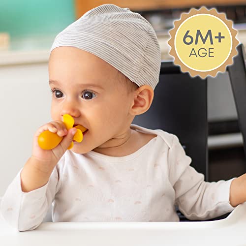 Baby Self Feeding Spoon and Fork - Training Utensils 6-12-18 Months | Baby Led Weaning Anti-Choke Spoons & Forks - Anti-Choke Flexible Fork and Spoon for Toddlers & Babies - 6 months to 3 years