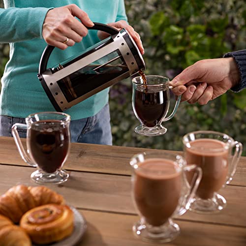 Kitchen Kite Double Wall Glass Coffee Mugs - 11oz Dishwasher & Microwave Safe Clear Mugs Set of 4 - Insulated Design, Ideal as Cups for Tea, Latte, Cappuccino, Nespresso, Hot & Cold Beverages