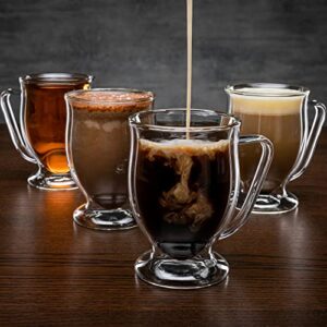 Kitchen Kite Double Wall Glass Coffee Mugs - 11oz Dishwasher & Microwave Safe Clear Mugs Set of 4 - Insulated Design, Ideal as Cups for Tea, Latte, Cappuccino, Nespresso, Hot & Cold Beverages