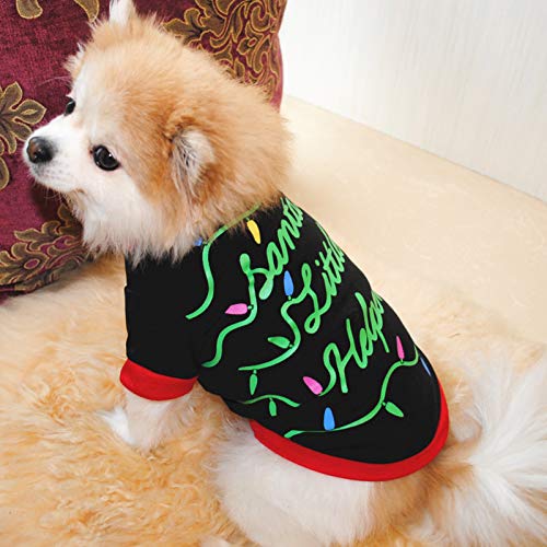 Christmas Pet Dog Sweater Holiday Classic Apparel Jumper for Small Medium Dogs, Winter Warm Puppy Cat Dog Clothes Jumpsuits Black XS