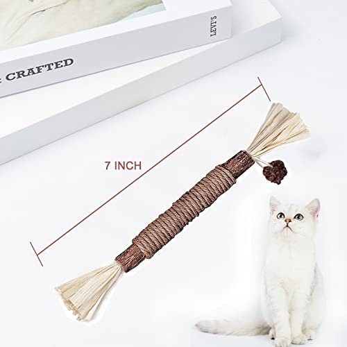 DuLaSeed Cat Toys, 2 Pack Natural Silvervine Sticks Chew Toys for Kittens Teeth Cleaning,Catnip Toys for Indoor Cats Interactive, Edible Kitty Toys for Cats Dental Care