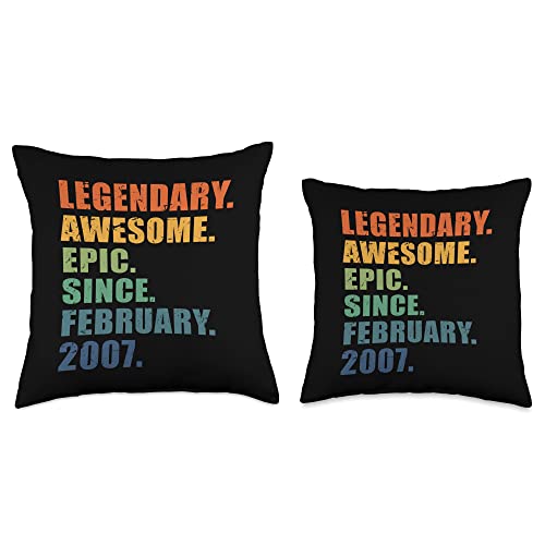 16th Birthday & Anniversary Gifts by Art Like Wow 16th Birthday February 2007 Boys Girls 16 Year Anniversary Throw Pillow, 16x16, Multicolor