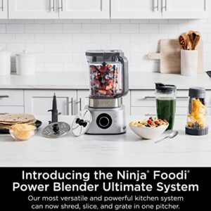 Ninja SS401 Foodi Power Blender Ultimate System with 72 oz Blending & Food Processing Pitcher, XL Smoothie Bowl Maker and Nutrient Extractor* & 7 Functions, Silver (Renewed)