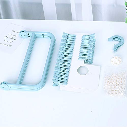 Entatial Underwear Hanger, Laundry Hanger, with 32 Clips Saving Space Laundry Hanger for Baby Clothes Socks(Blue)