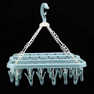 Entatial Underwear Hanger, Laundry Hanger, with 32 Clips Saving Space Laundry Hanger for Baby Clothes Socks(Blue)