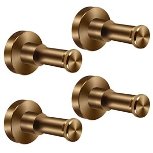 kayfia 4 packs towel hooks for bathrooms metal bathroom bathroom hooks wall hooks towel hook for hanging coats robes toilet living room office (4, bronze)