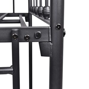 JURMERRY Metal Bunk Bed Twin Over Twin Beds with Sturdy Guard Rail & Ladder, Space-Saving Design/Noise Free/No Box Spring Needed,Black