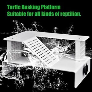 WEAVERBIRD Turtle Basking Platform, Turtle Tank Platform Aquarium Animal Sink Wharf, Double Decker Reptile Habitat, Climbing Shelf Turtle Tank Dock Floating Decor, Floating Turtle Dock, White