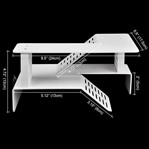 WEAVERBIRD Turtle Basking Platform, Turtle Tank Platform Aquarium Animal Sink Wharf, Double Decker Reptile Habitat, Climbing Shelf Turtle Tank Dock Floating Decor, Floating Turtle Dock, White