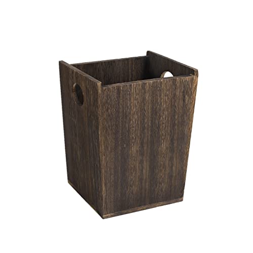 MOOACE Small Trash Can, Wood Waste Basket Garbage Can with Handle, Rustic Recycling Bin for Bedroom, Living Room, Office, Kitchen, Bathroom