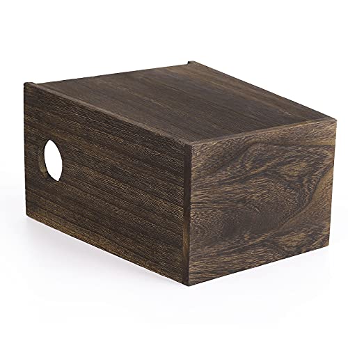 MOOACE Small Trash Can, Wood Waste Basket Garbage Can with Handle, Rustic Recycling Bin for Bedroom, Living Room, Office, Kitchen, Bathroom